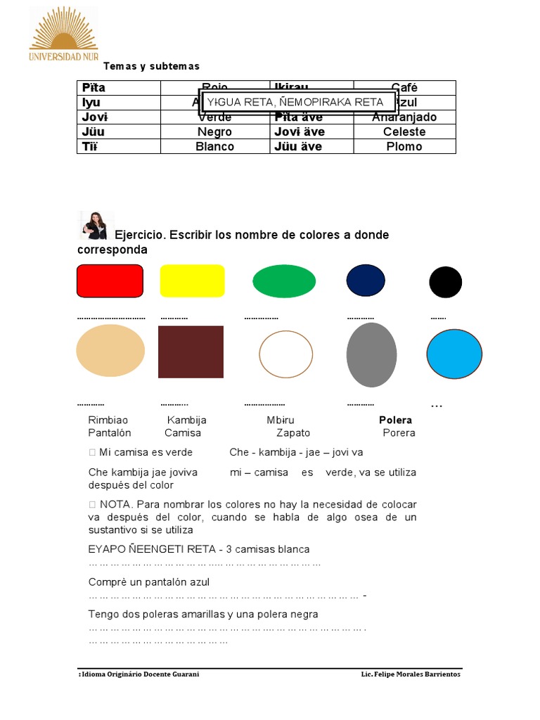 Los Colores en Guarani | PDF