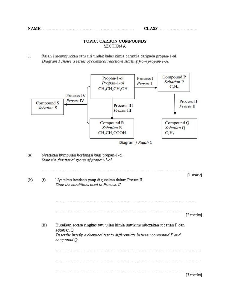 Carbon Compound Revision Exercise | PDF | Ester | Chemistry