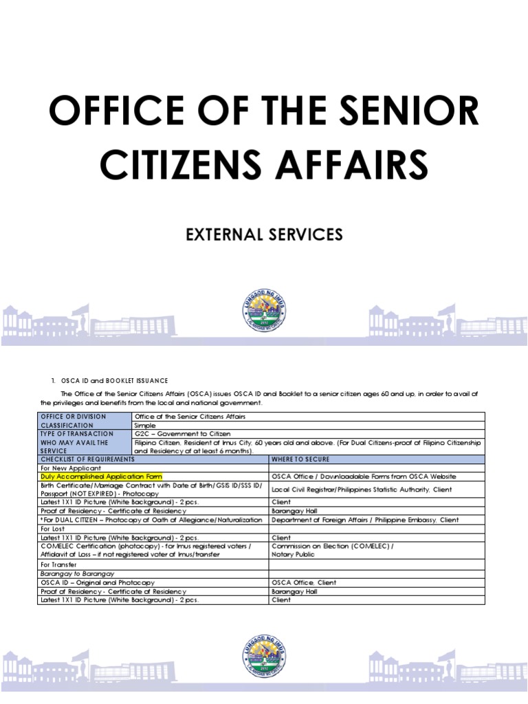 Office of The Senior Citizens Affairs (Osca) | PDF | Birth Certificate ...