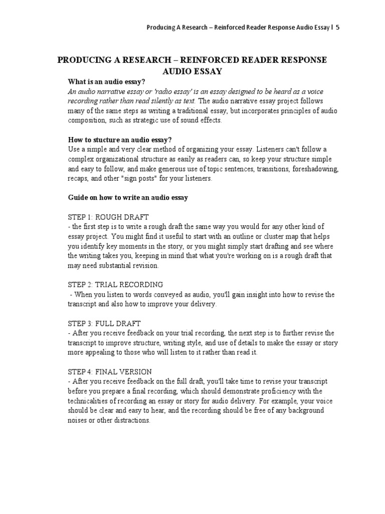 Crafting an Audio Narrative Essay | PDF