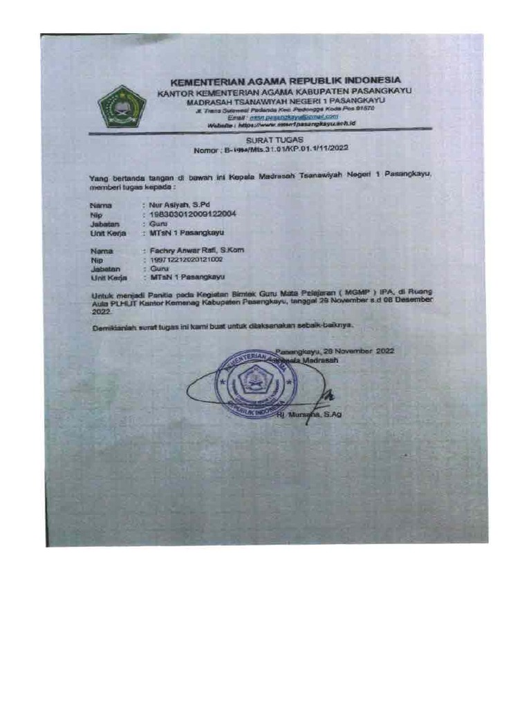 Surat Tugas PDF | PDF