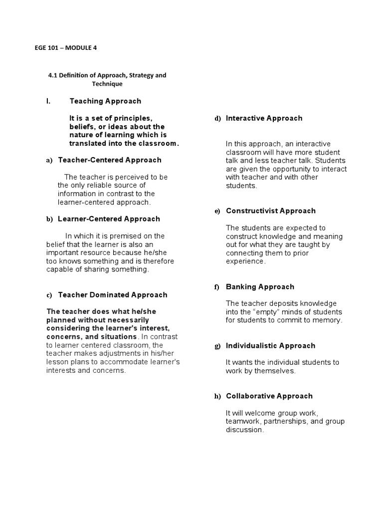 EGE 101 Module 4 | PDF | Learning | Teachers