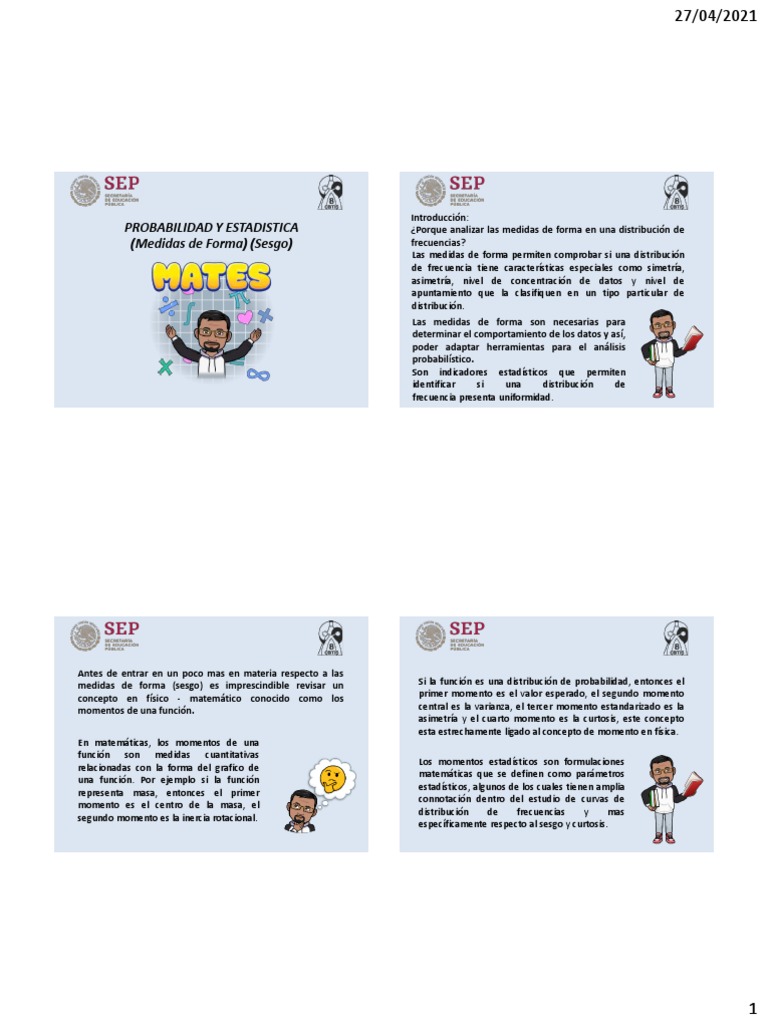 ESTADISTICA MEDIDAS DE FORMA (Sesgo) | PDF | Oblicuidad | Estadísticas