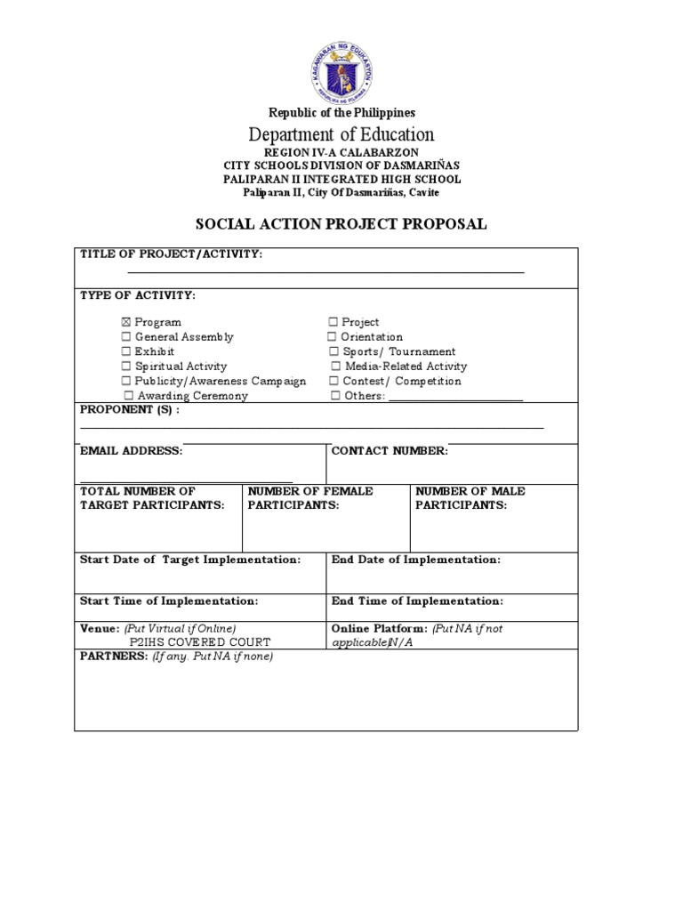 Social Action Project Proposal | PDF