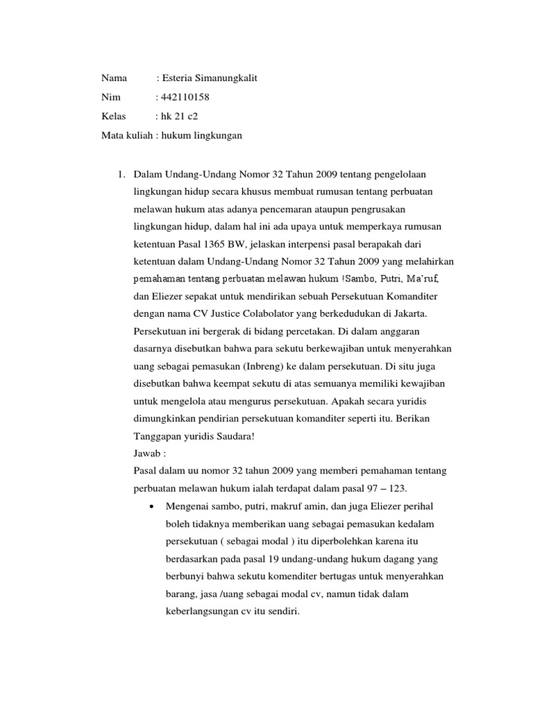 Hukum Lingkungan Mata Kuliah HK 21 C2 | PDF