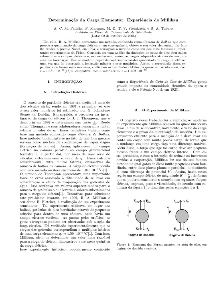 Determinação da carga elementar | PDF | Eletricidade | Histograma