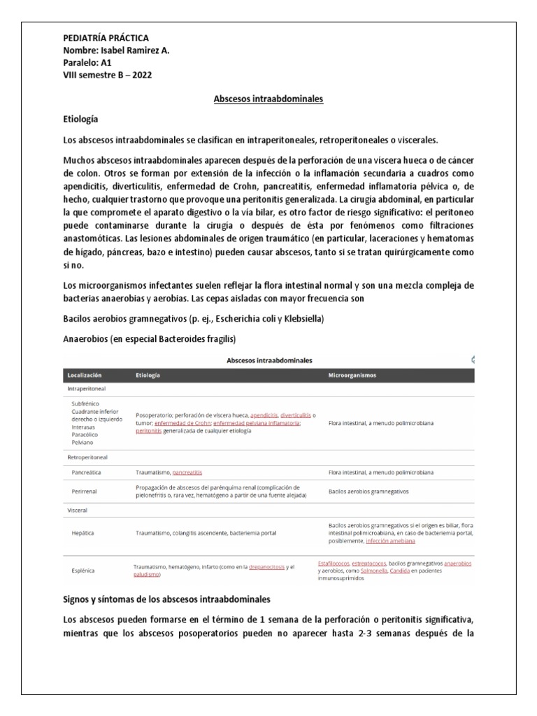 Abscesos Intraabdominales | PDF