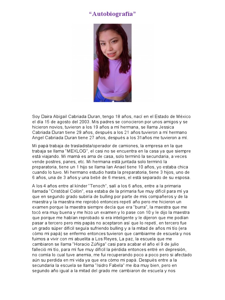 Autobiografía Daira | PDF