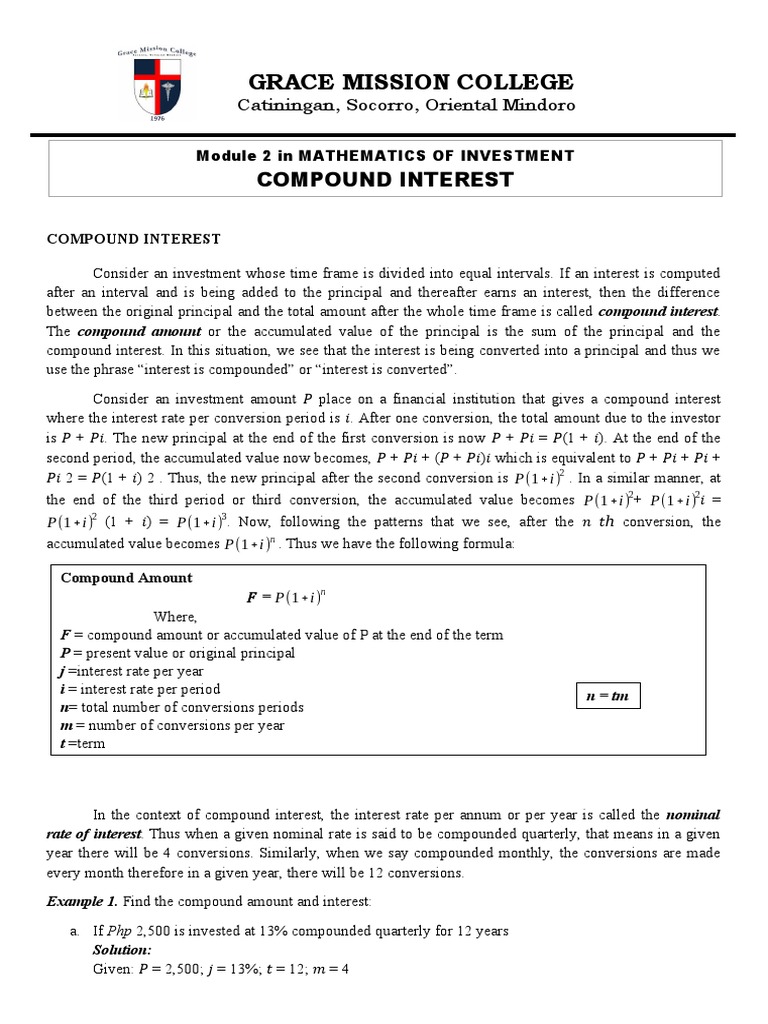 Mathematics of Investment Module 2 | PDF | Interest | Compound Interest