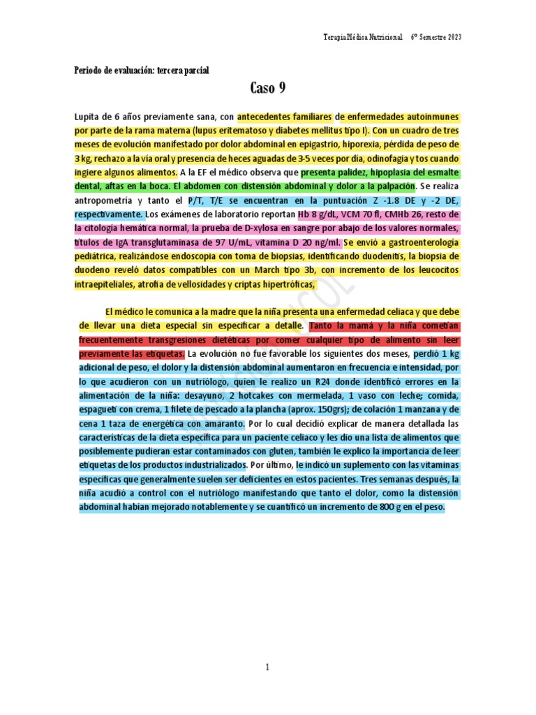 Caso 9 - 2023 | PDF | Enfermedad celíaca | Gluten