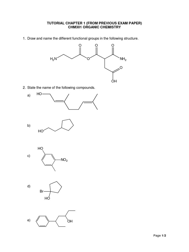 Tutorial Chapter 1 chm301 | PDF