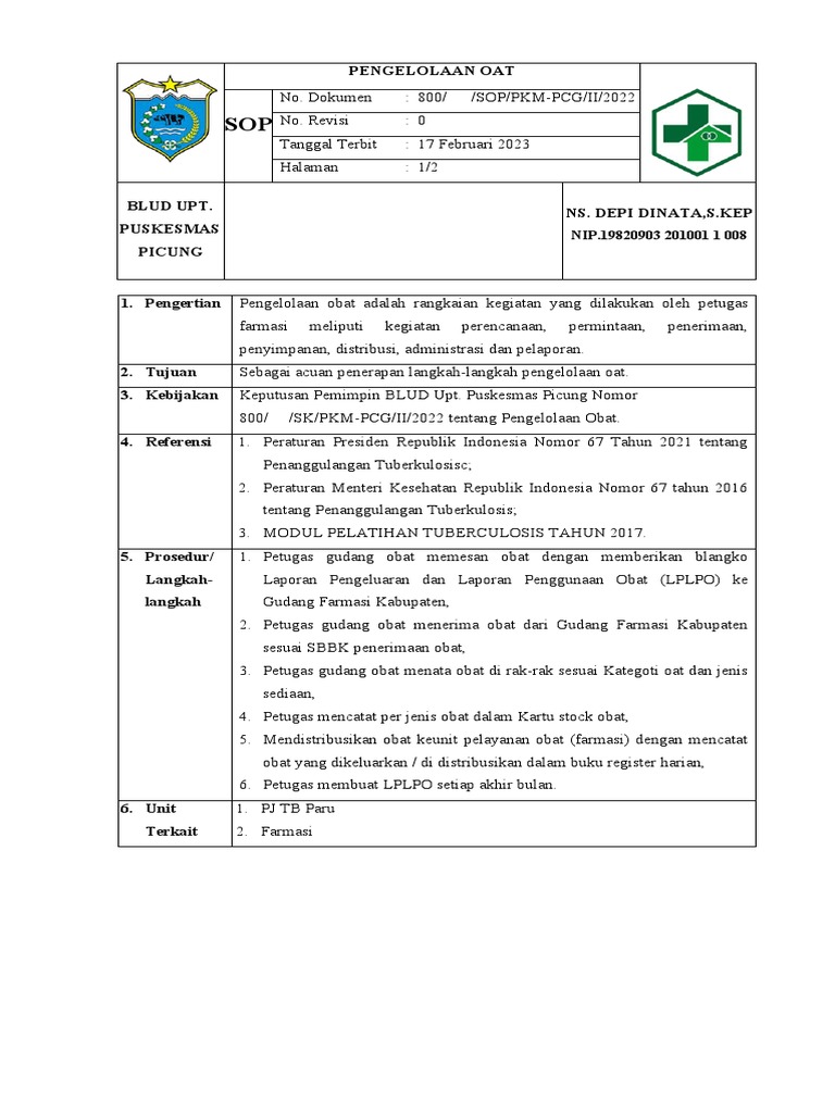 SOP Pengelolaan Obat Puskesmas | PDF | Kesehatan Holistik | Sains ...