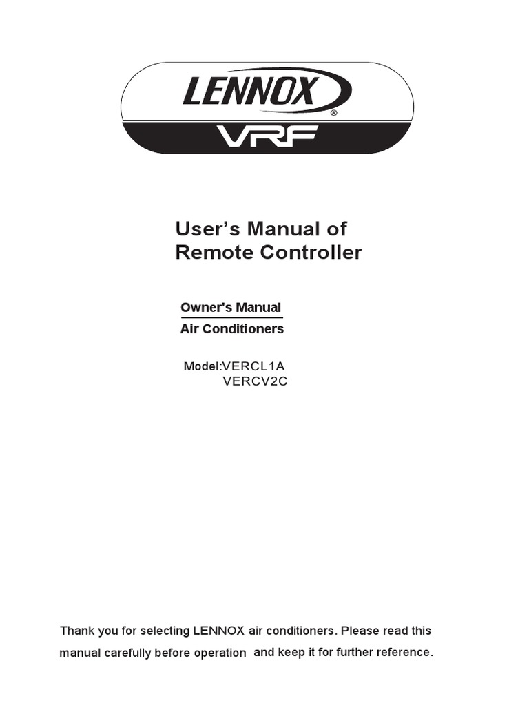 Lennox Remote Controller User Manual | PDF | Manufactured Goods
