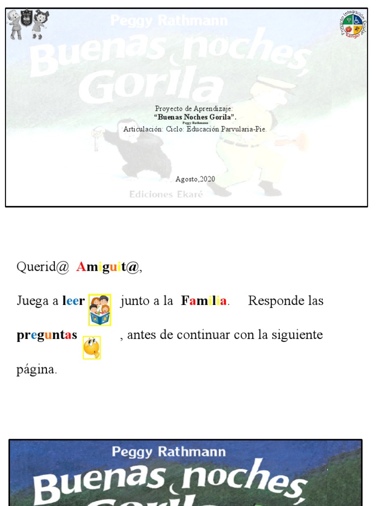 Actividades para "Buenas Noches Gorila" | PDF | Artes del Lenguaje y ...