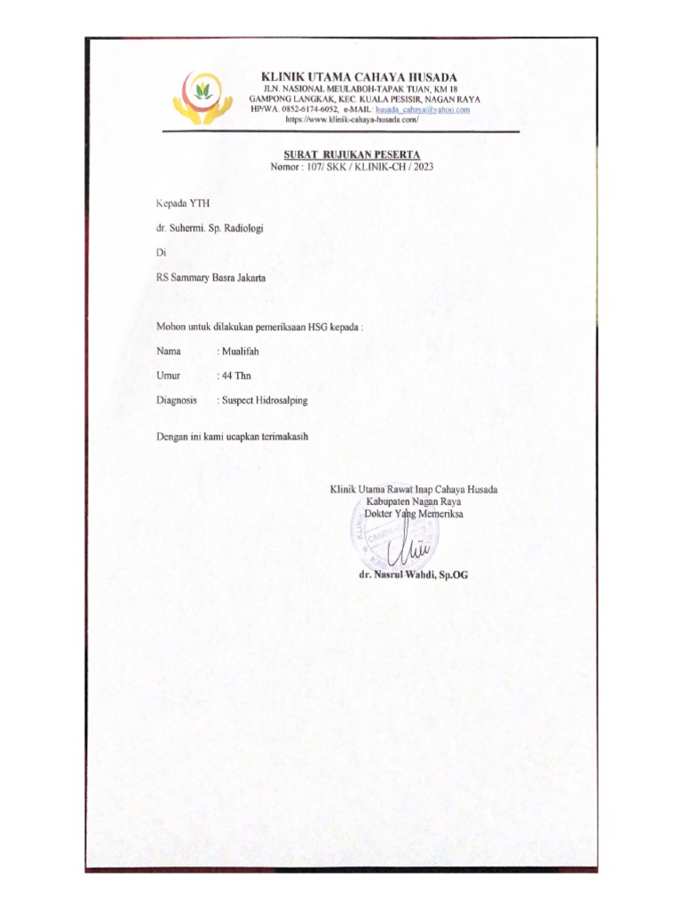 Klinik Utama Cahaya Husada | PDF