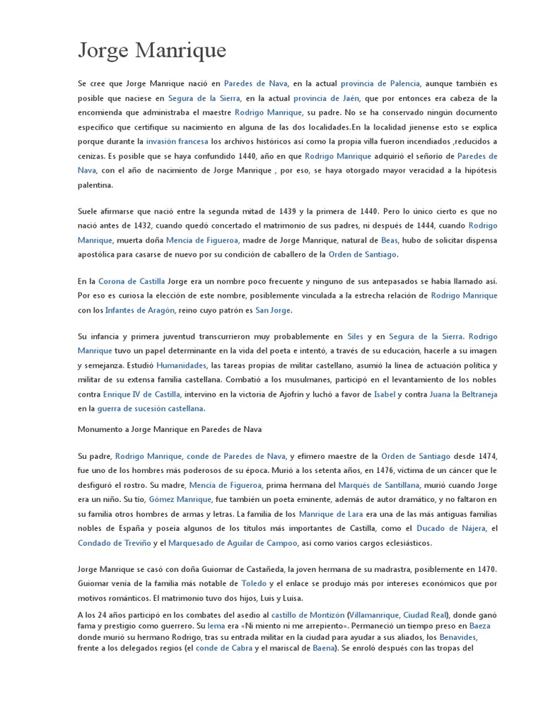 Jorge Manrique | PDF | España | Españoles