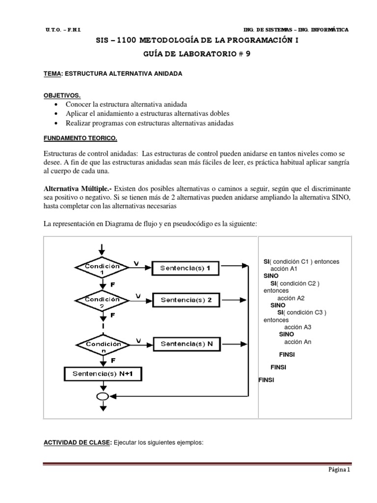 Guia LAB 9 Prog I Anidada | PDF | Ciencias de la Computación | Programación de computadoras