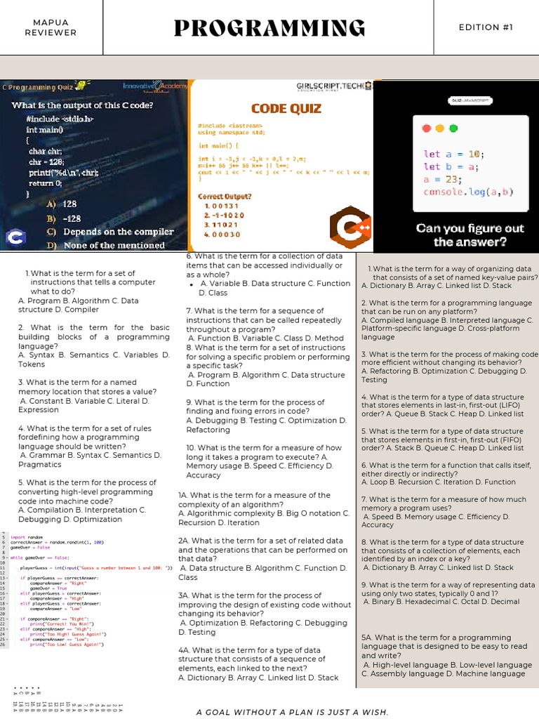 Programming Fundamentals Review: Key Concepts and Data Structures | PDF | Computer Program ...