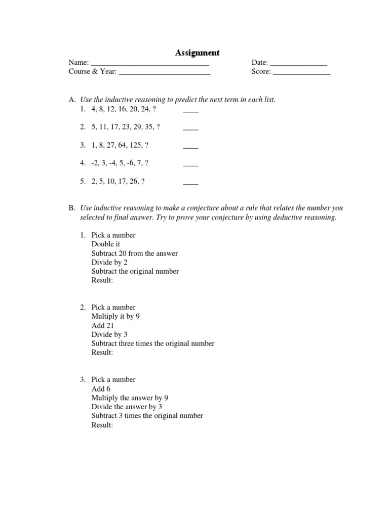 Assignment Inductive Deductive | PDF