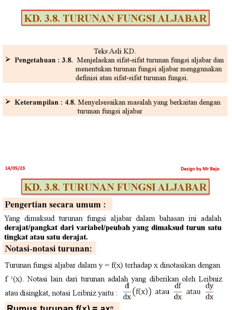 Turunan Fungsi Aljabar: Panduan Lengkap | PDF