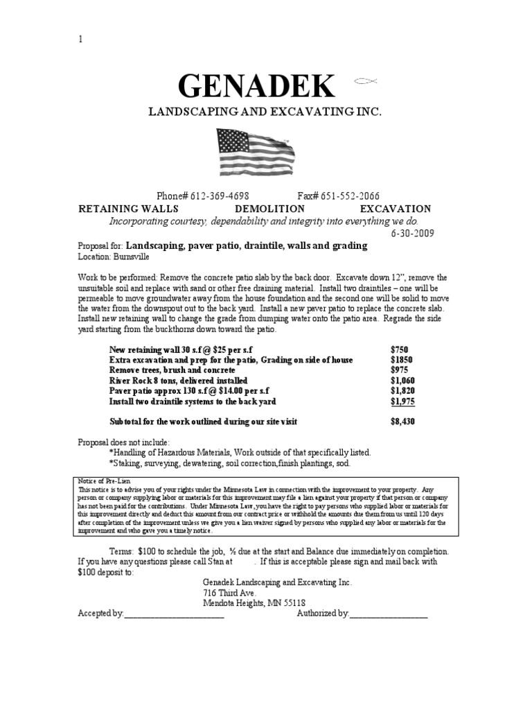 Landscaping Sample Contract | Download Free PDF | Concrete | Earth Sciences