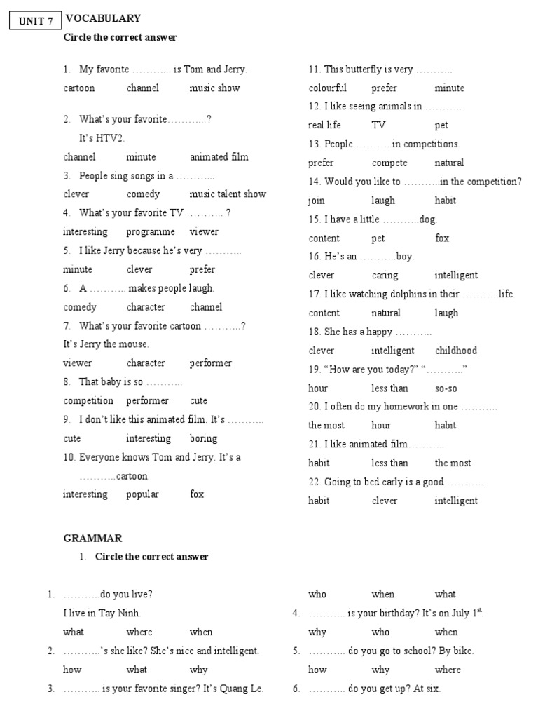 Global Success 6 U7 Quiz Pdf