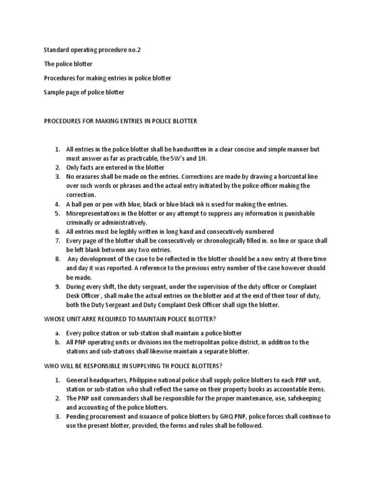 Standard Operating Procedure No | PDF