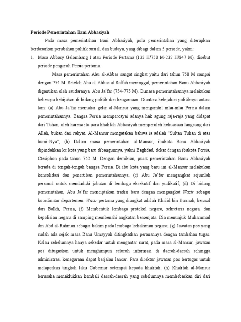 Materi Periodesasi Bani Abbasiyah | PDF