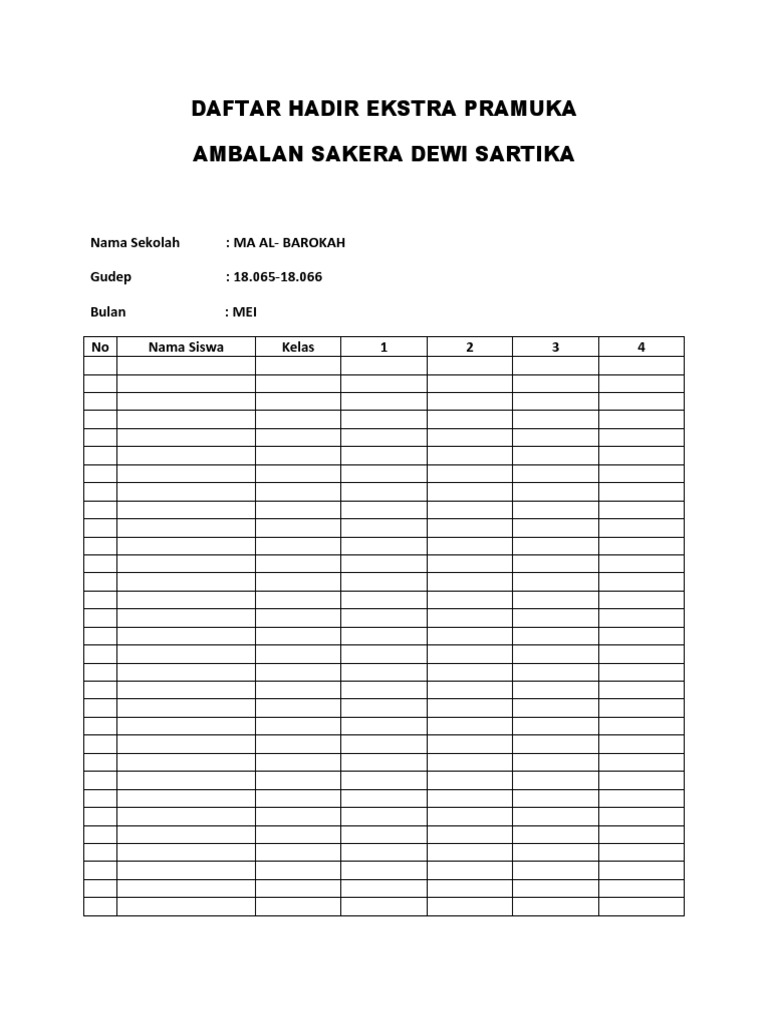 Daftar Hadir Ekstra Pramuka | PDF