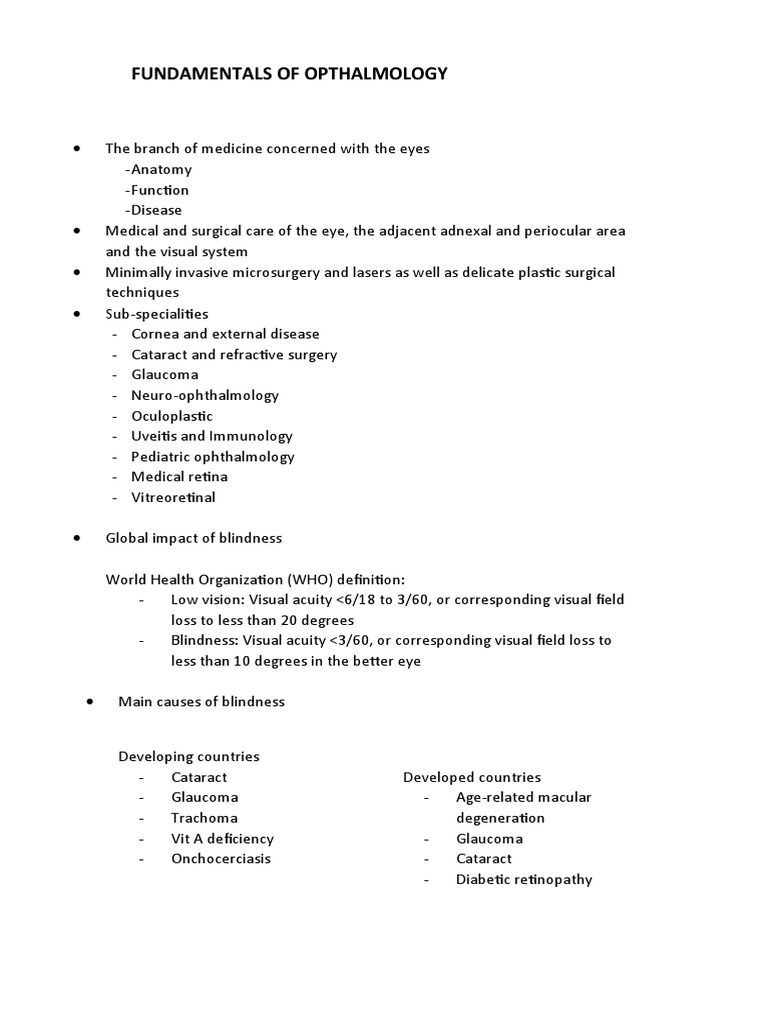 Ophthalmology Basics: Eye Anatomy & Care | PDF