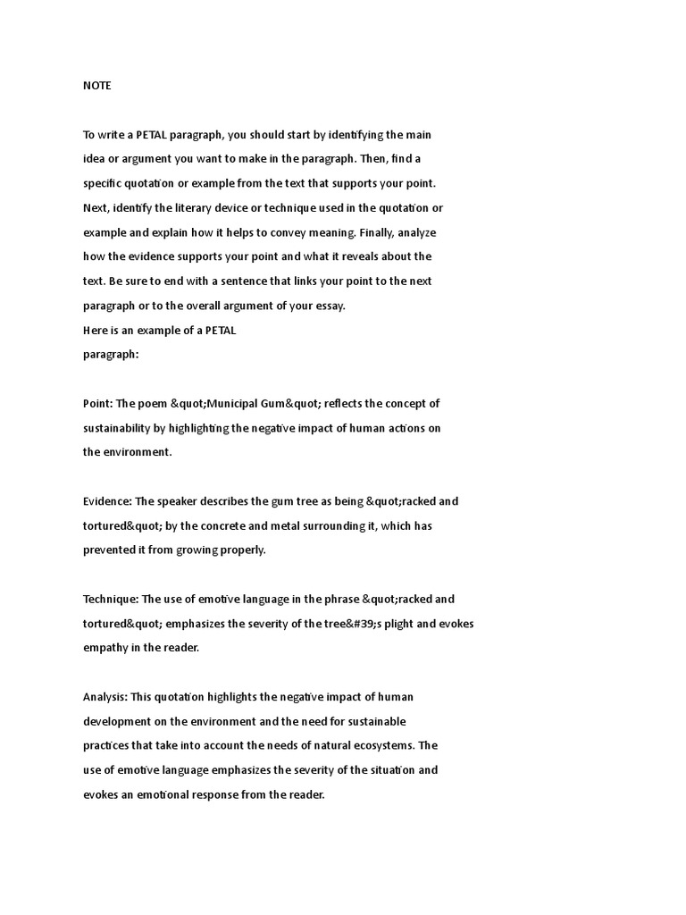 PETAL Paragraphs 1 | PDF
