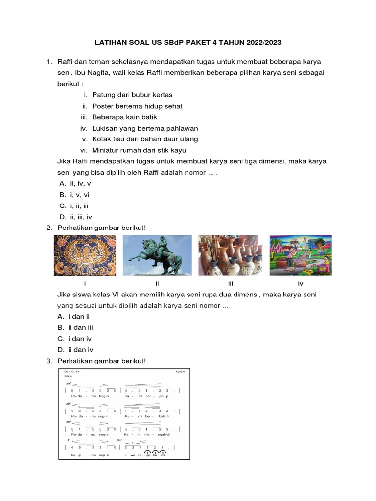 Latihan Soal SBDP Paket 4 PDF | PDF