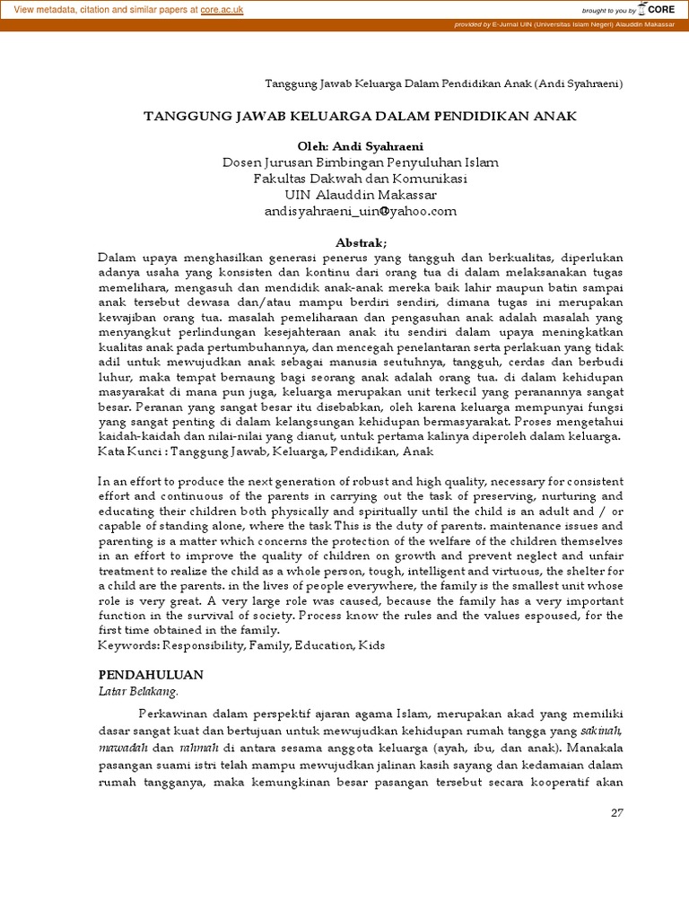 Tanggung Jawab Keluarga Dalam Pendidikan Anak | PDF