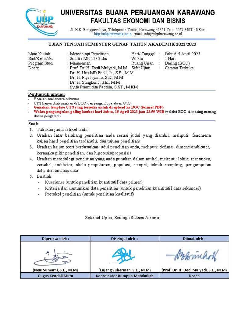 UTS Metodologi Penelitian | PDF