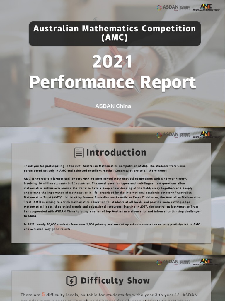 Australian Mathematics Competition (AMC) Performance Report | PDF ...