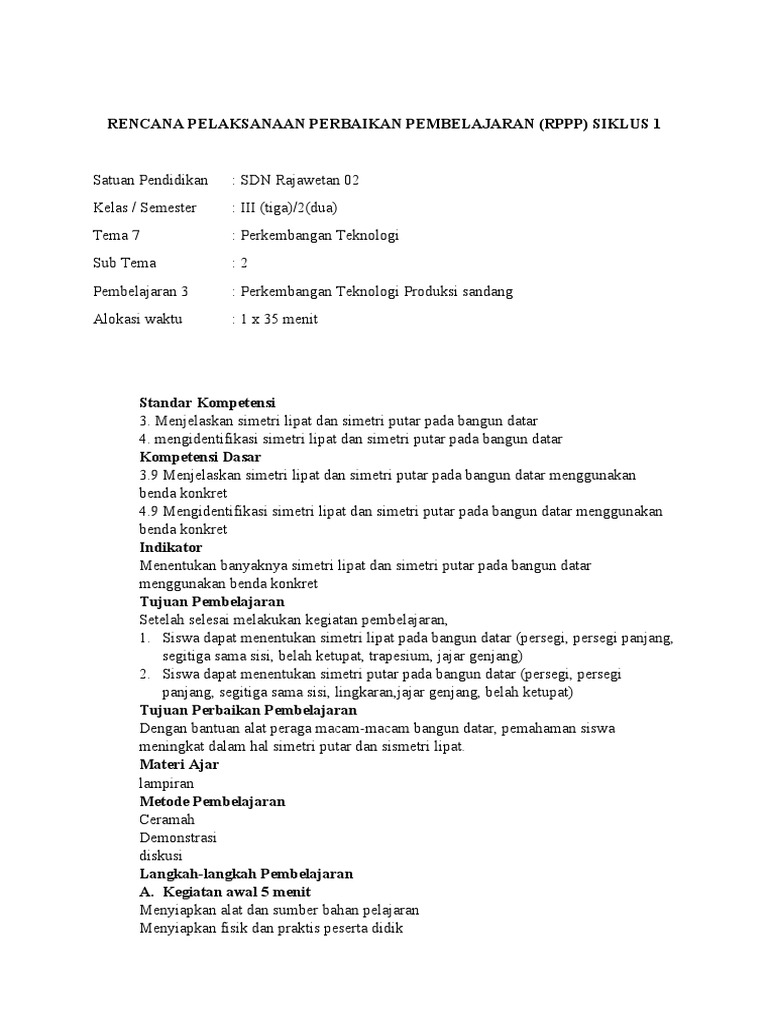 RPPP Siklus 1 | PDF