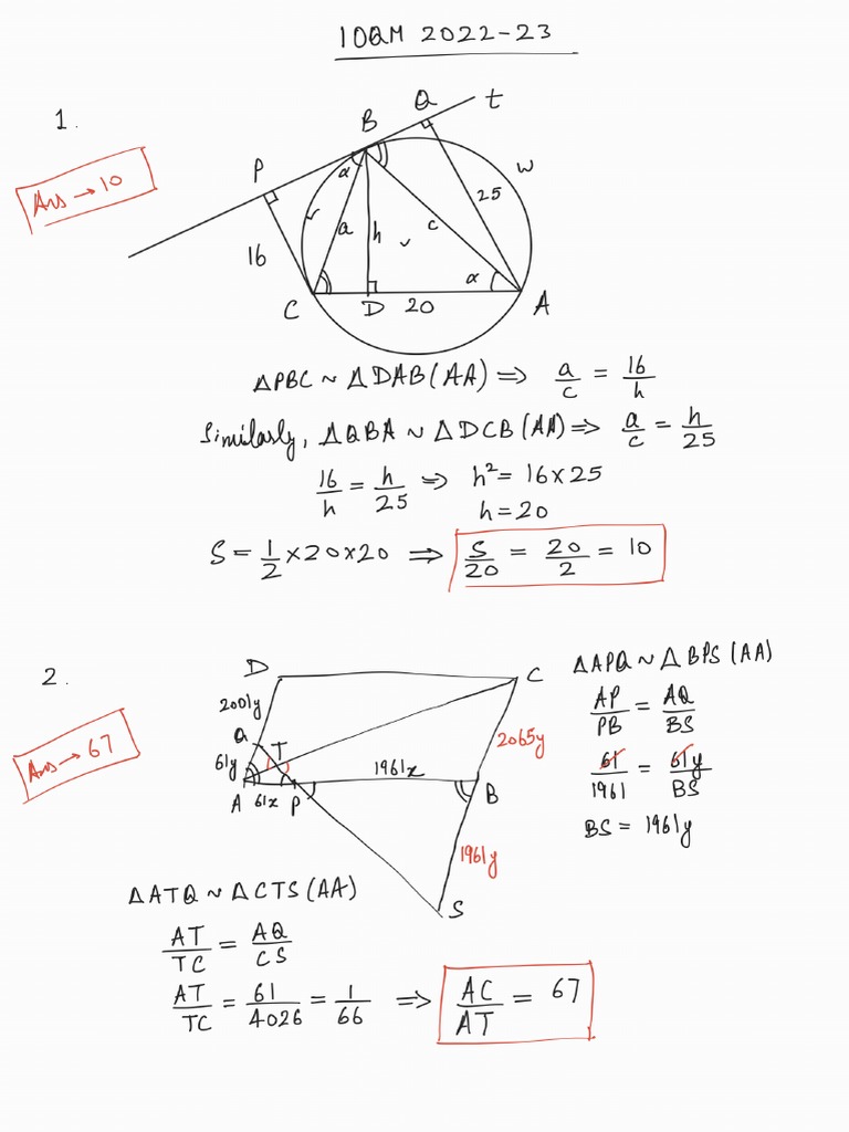IOQM 2022-23 Solutions | PDF