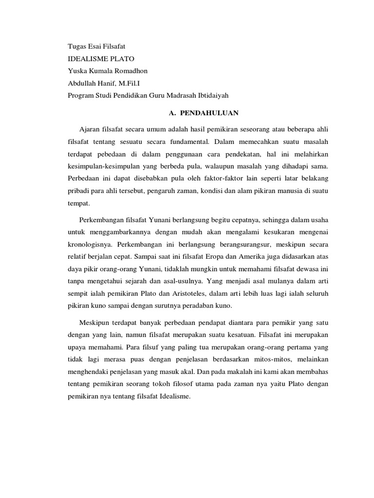 Filsafat-Idealisme Plato | PDF