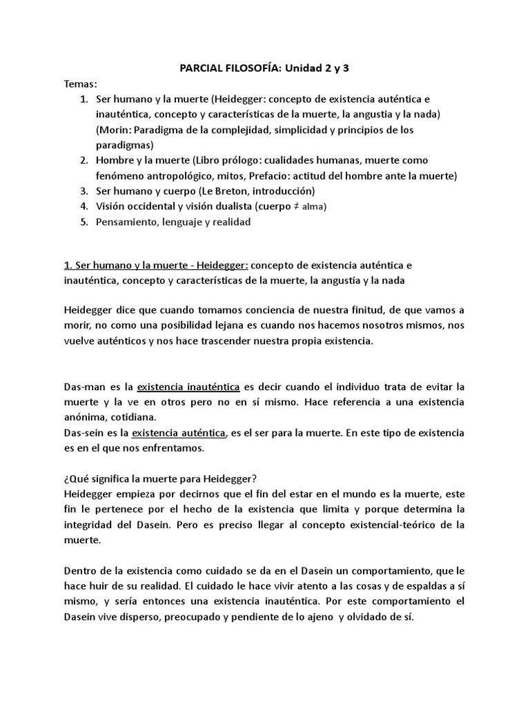 Parcial Filosofía PDF | PDF | Conocimiento | Martin Heidegger