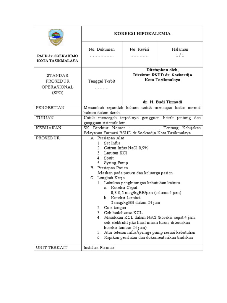 Koreksi Hipokalemia di RSUD | PDF