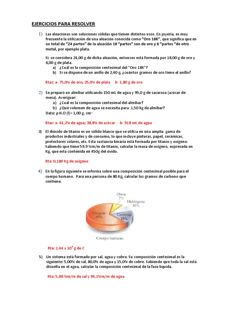 5 Composición Centesimal-Ejercicios | PDF