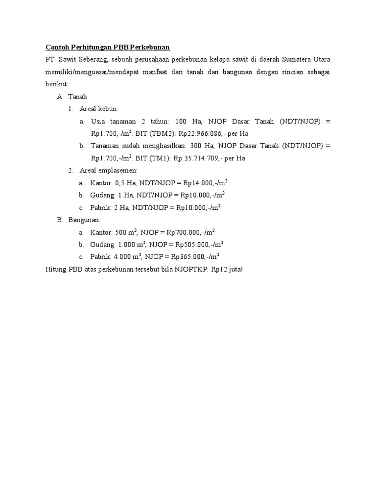 Contoh Perhitungan PBB | PDF