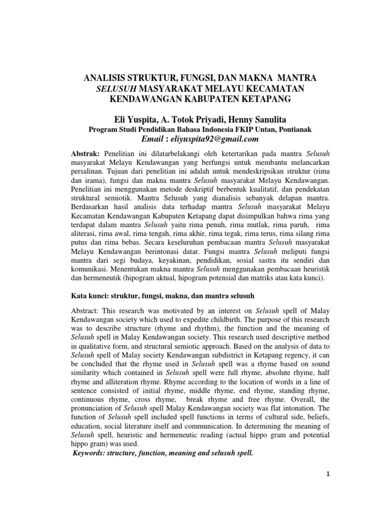 Makna dan Fungsi Mantra Selusuh Melayu | PDF