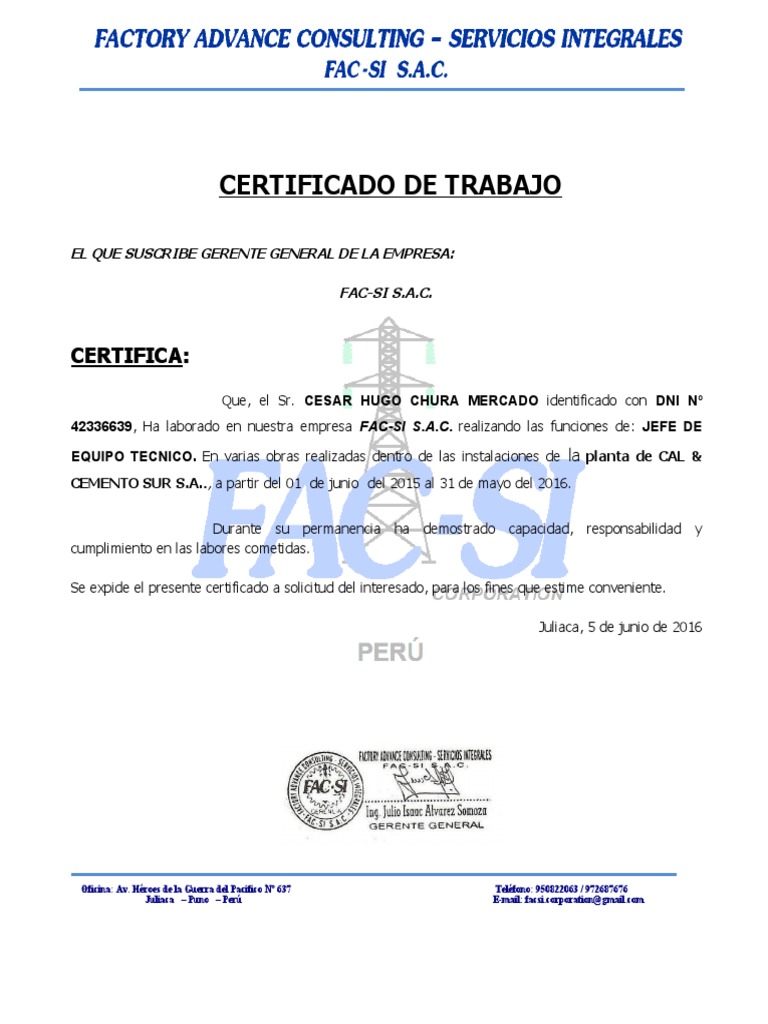 Certificado de Trabajo | PDF