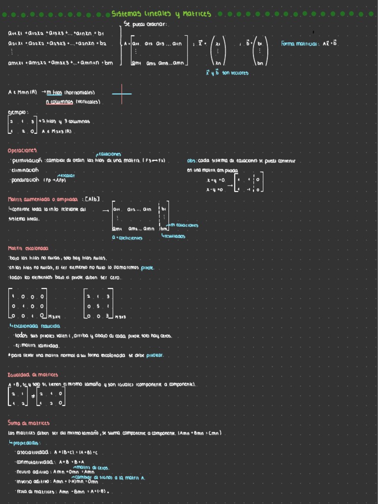 Resumen Lineal | PDF | Teoría de la matriz | Álgebra lineal