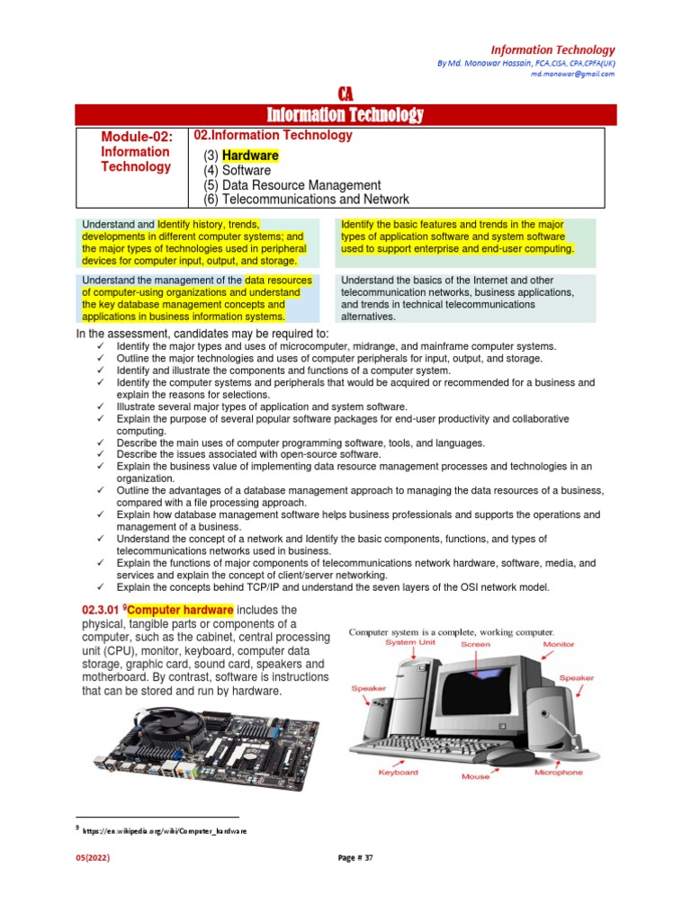 CA (CL) - IT - Module-02 - (3) Hardware PDF | PDF | Computer Data ...