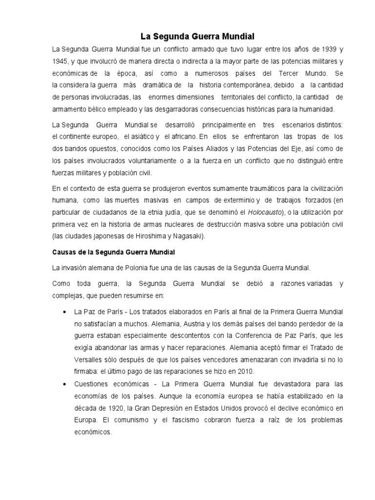 Resumen de la Segunda Guerra Mundial | PDF | Segunda Guerra Mundial ...