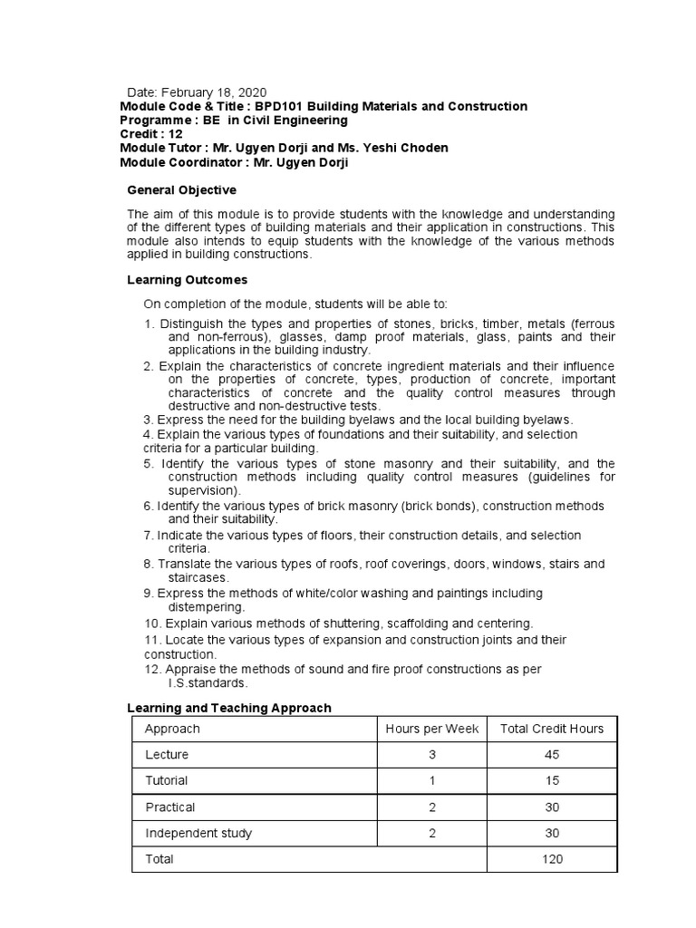 BPD101 Module Descriptor | PDF
