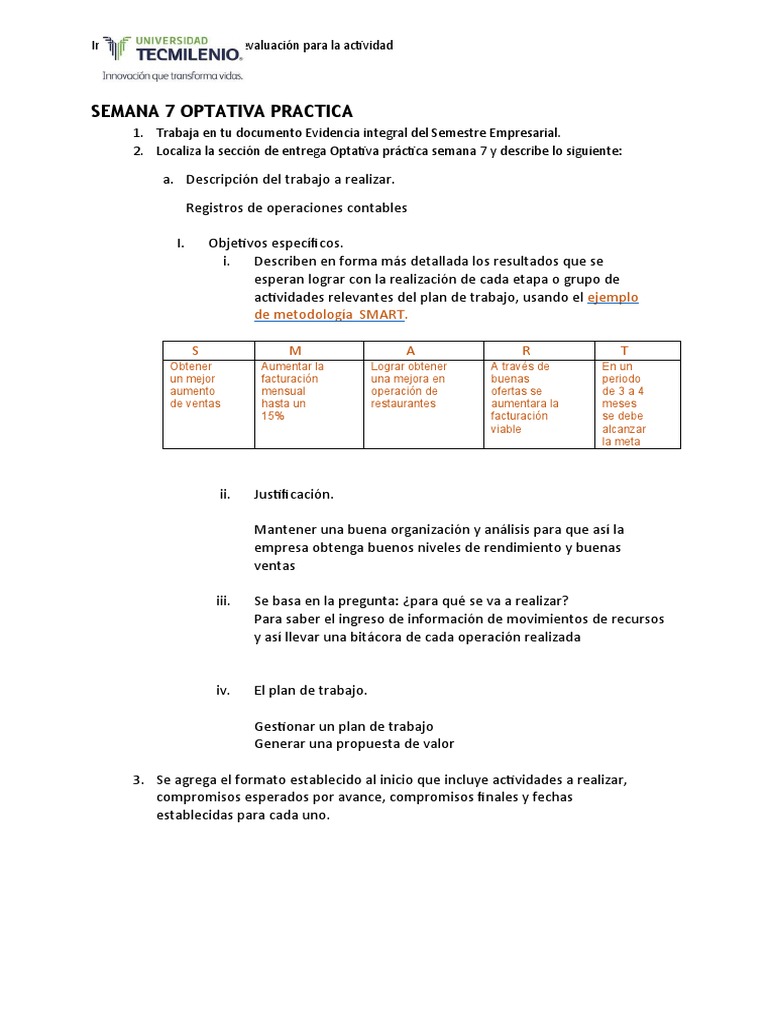 Instrucciones y criterios de evaluación para la actividad Optativa práctica semana 7 de ...