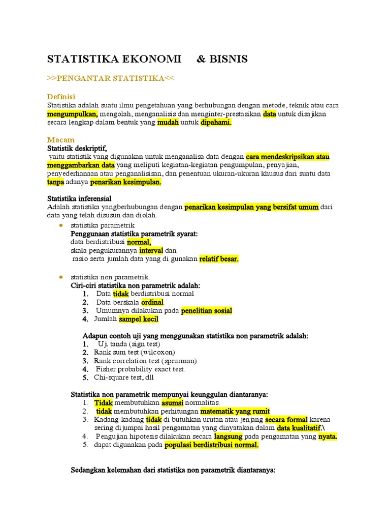 Statistika Ekonomi | PDF
